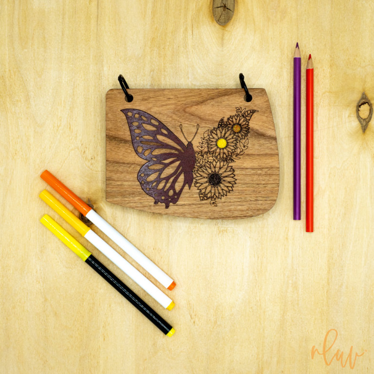 Butterfly Journal | Handcrafted Wood Journal | Sunflowers and Butterflies